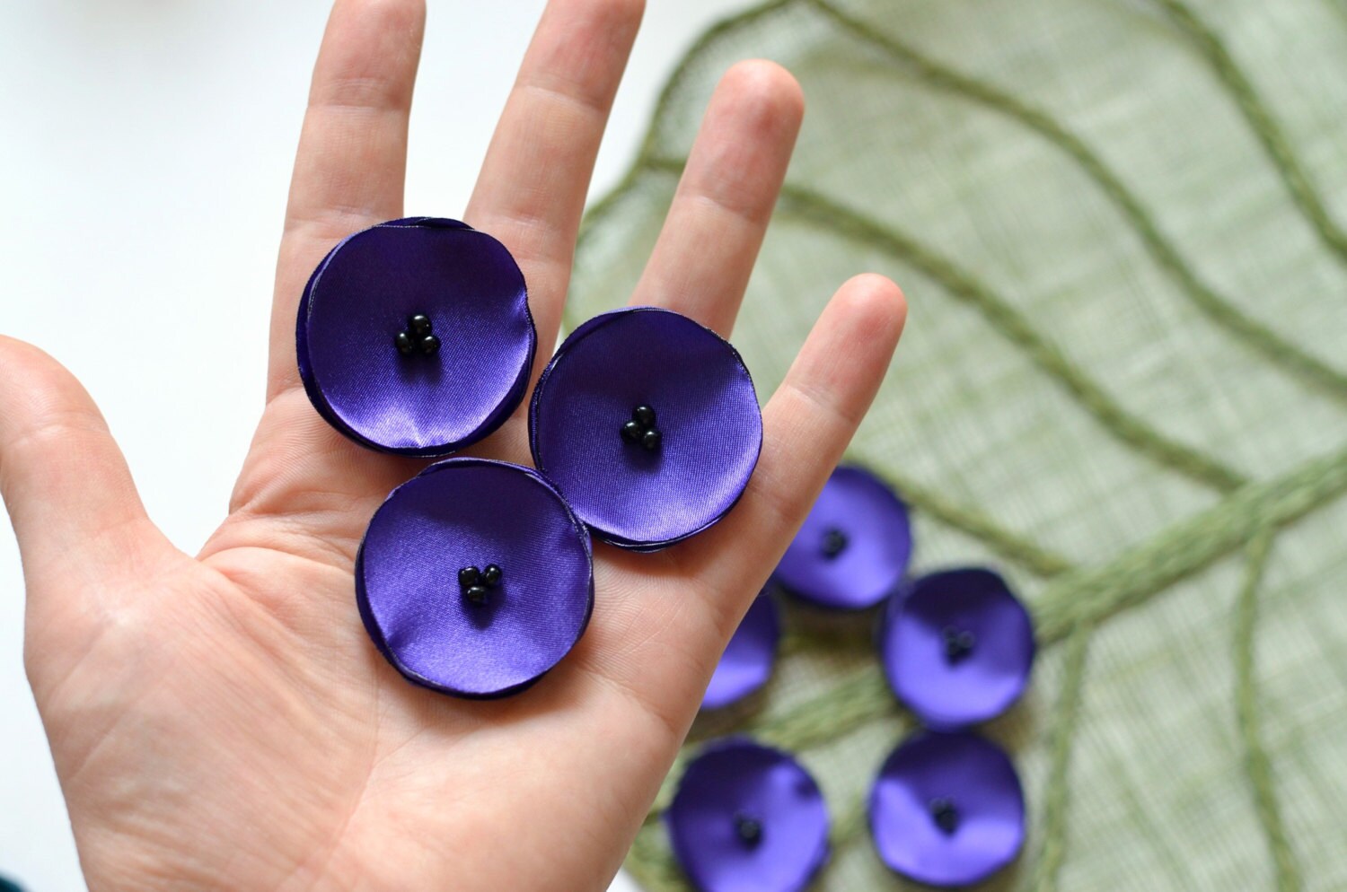 Satin Fabric Sew on Mini Flowers, Floral Embellisments, Flowers for ...