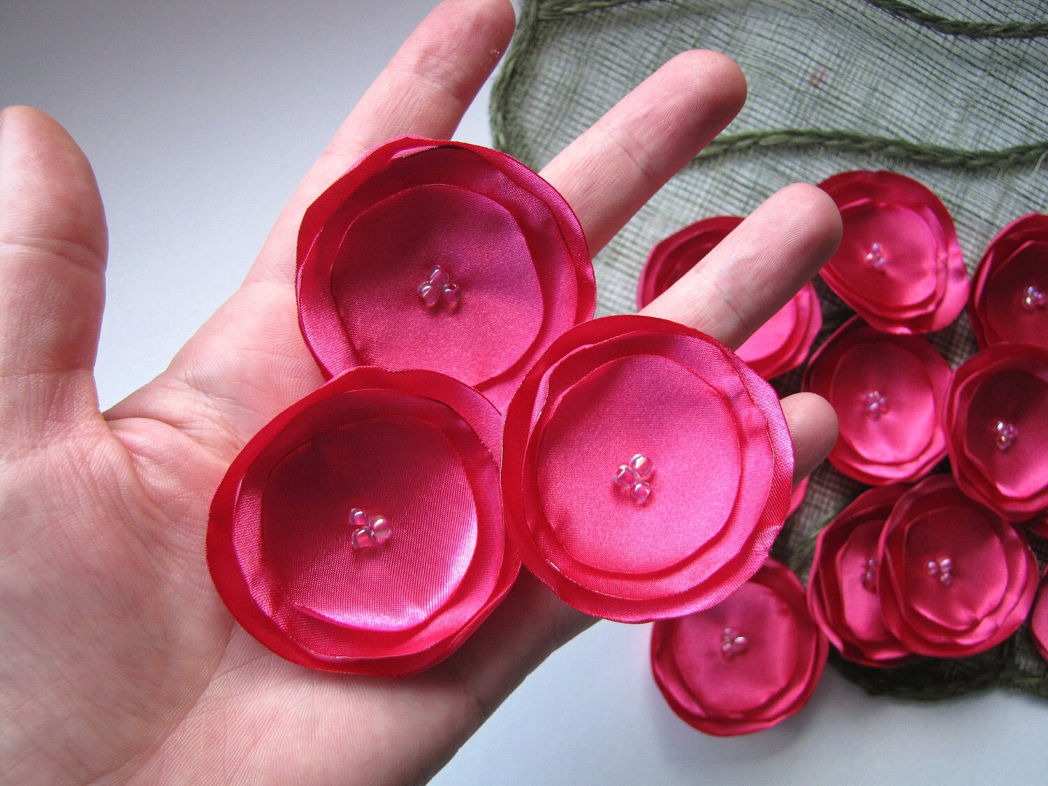Artificial Flowers, Handmade Fabric Flowers, Silk Satin Flowers, Flower ...