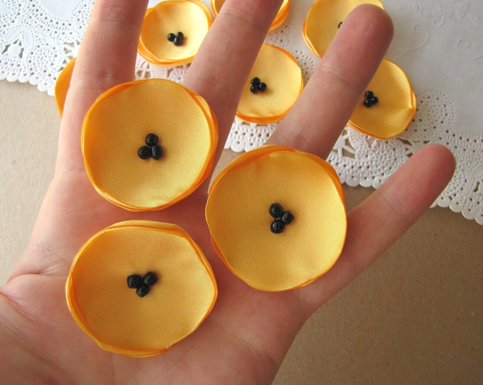 Mini Sew on Appliques, Small Satin Fabric Flowers, Tiny Floral ...