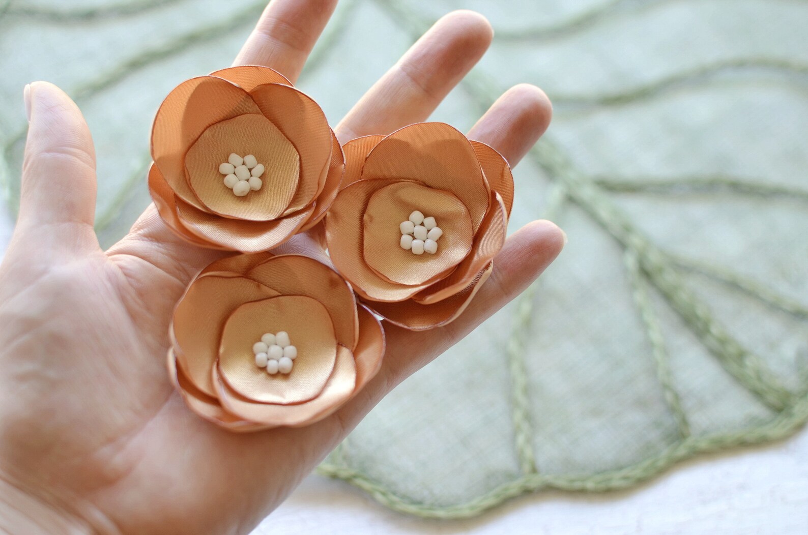 Satin Fabric Flowers Silk Flower Appliques Small Silk Satin - Etsy