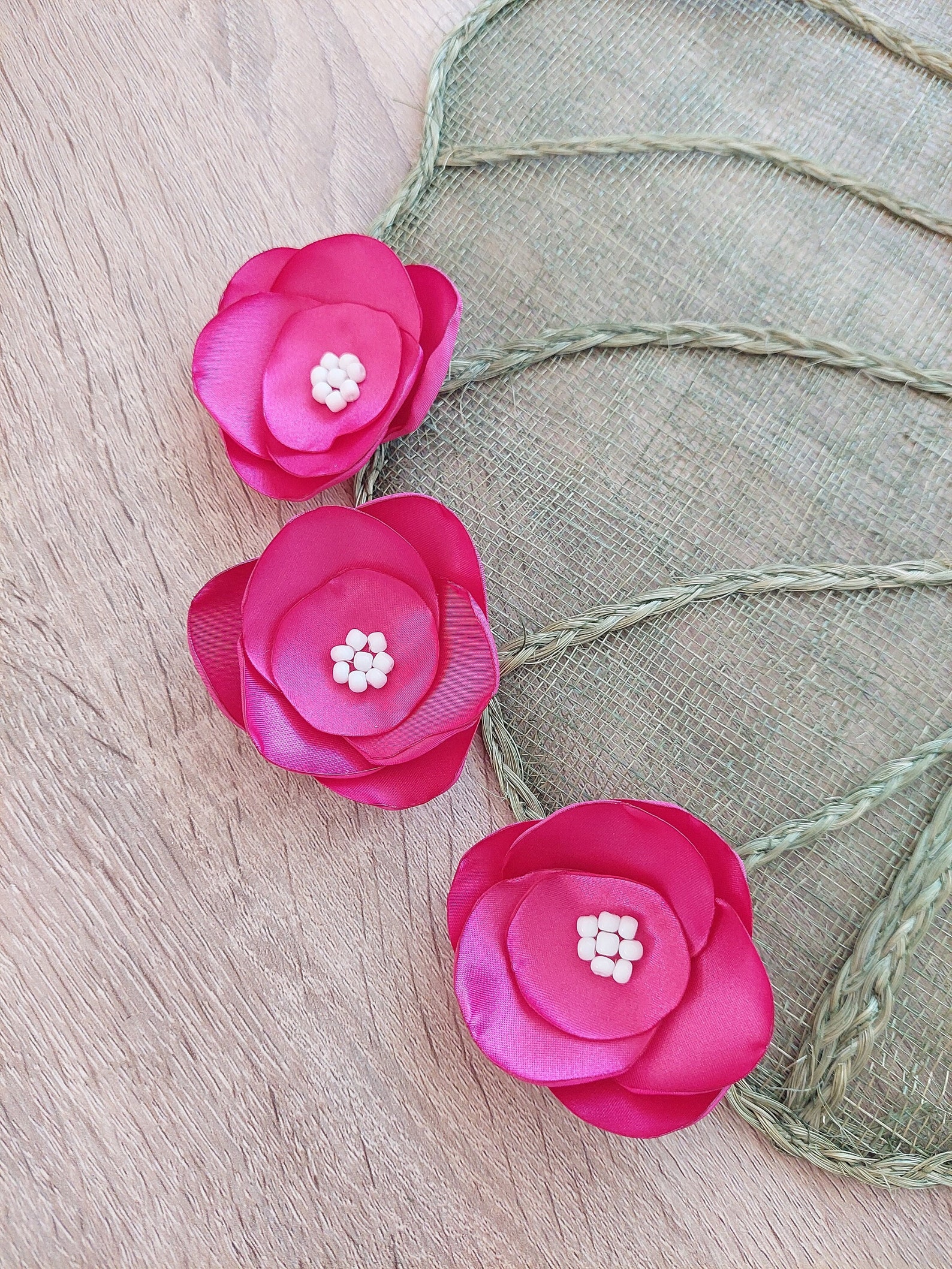 Satin Fabric Flowers, Silk Flower Appliques, Small Satin Rose, Wedding ...