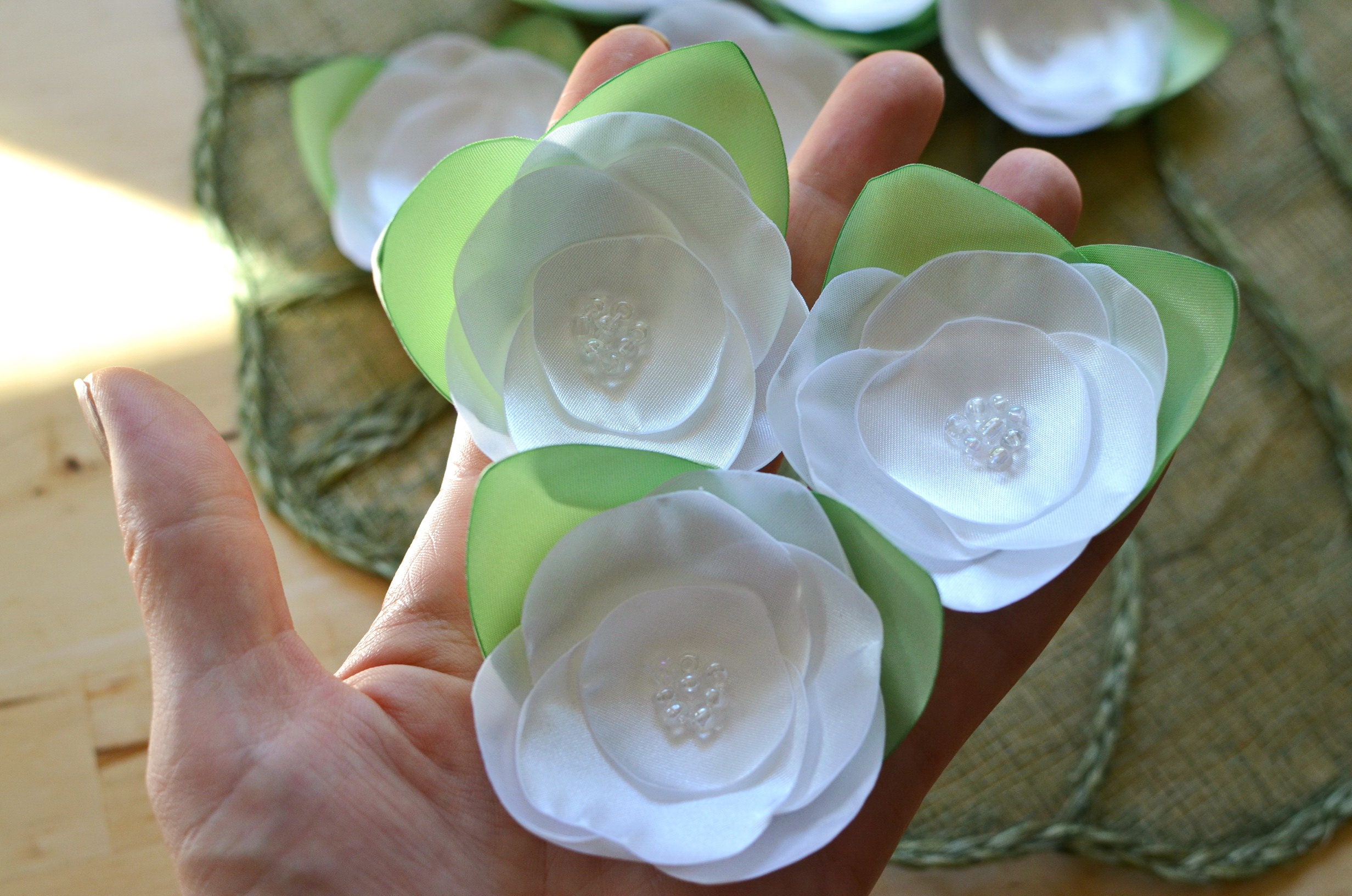 Satin Fabric Flowers Silk Flower Appliques Small Satin - Etsy