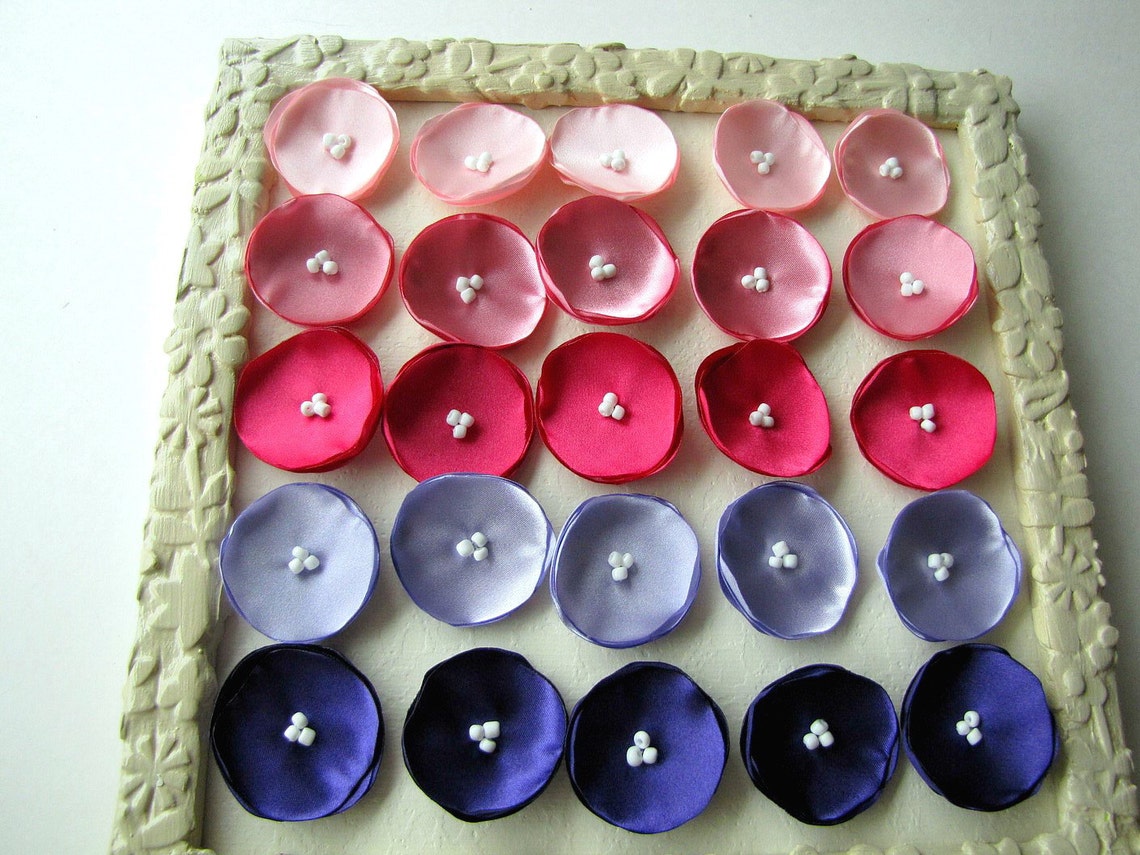 Sew on Mini Flower Appliques, Tiny Satin Flowers (25pcs)- SHADES of ...