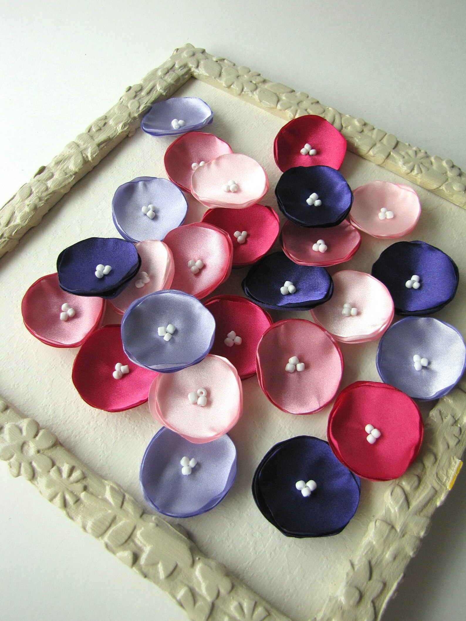 Sew on Mini Flower Appliques, Tiny Satin Flowers (25pcs)- SHADES of ...