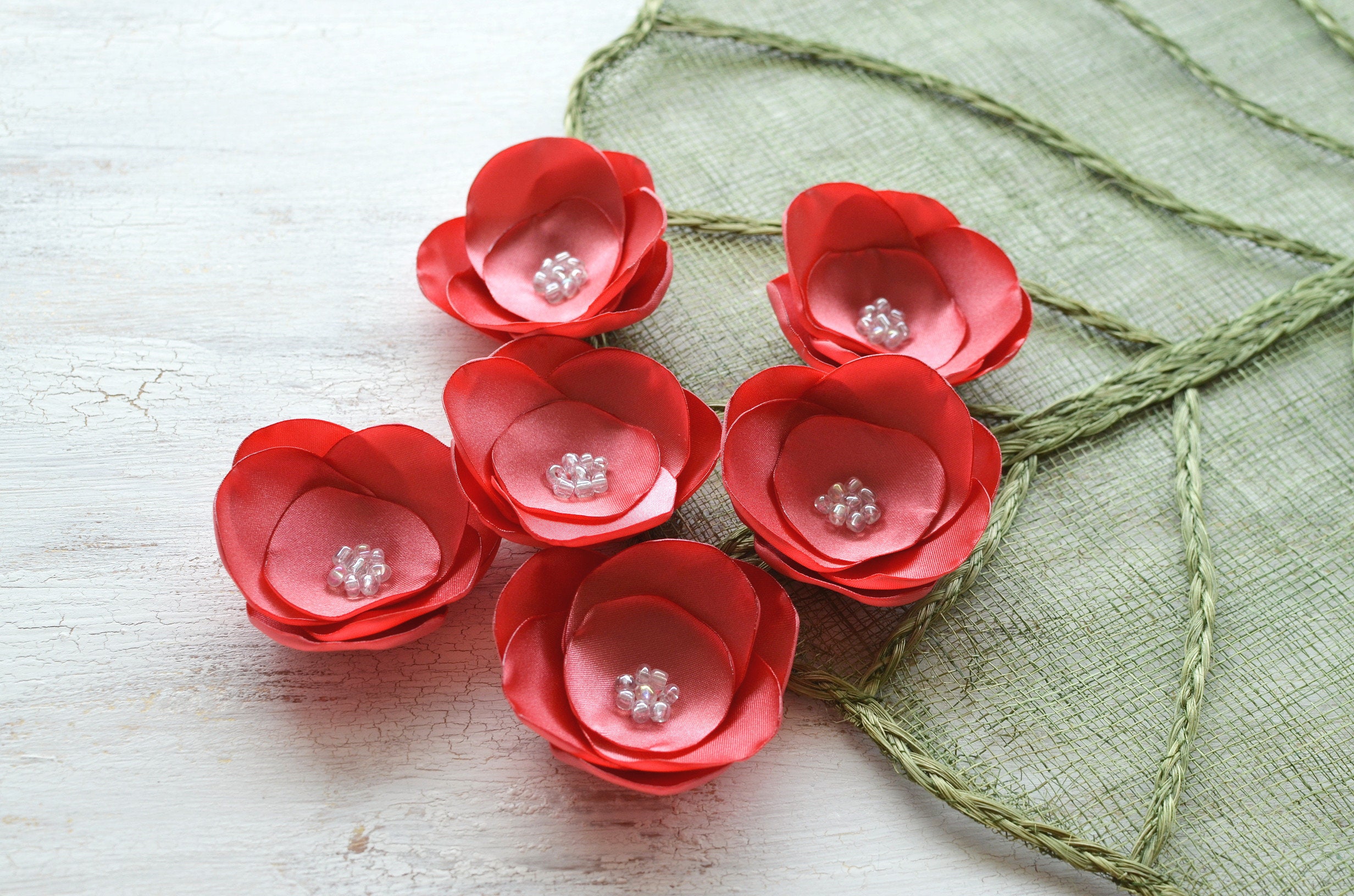 Satin Fabric Flowers Silk Flower Appliques Small Satin | Etsy