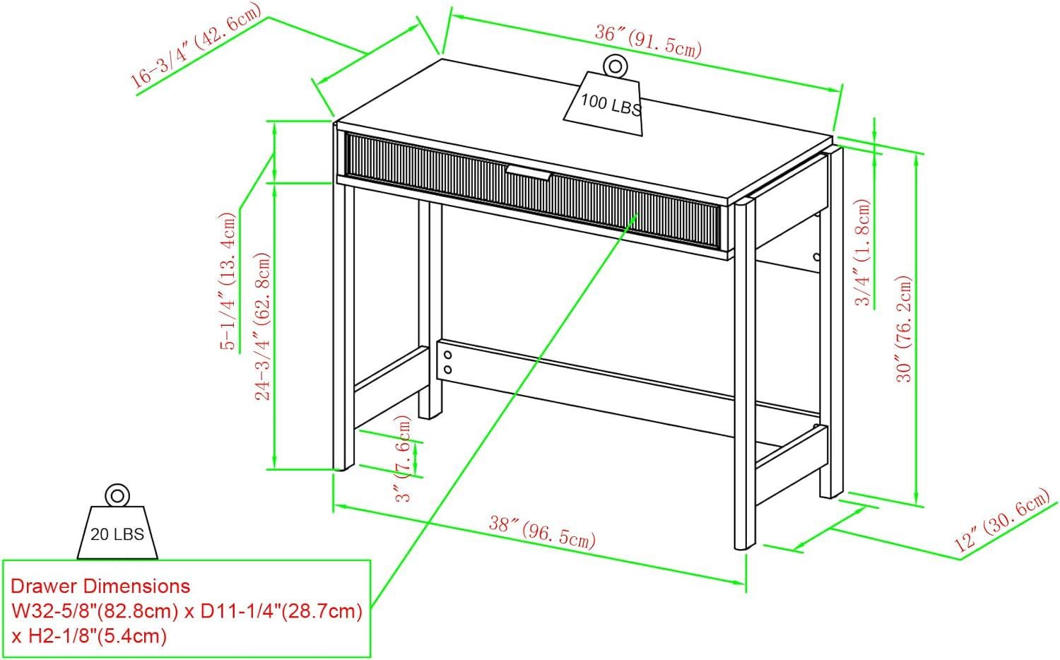 Modern Entry Table for Office Retro Furniture Space Saving Desk Laptop ...