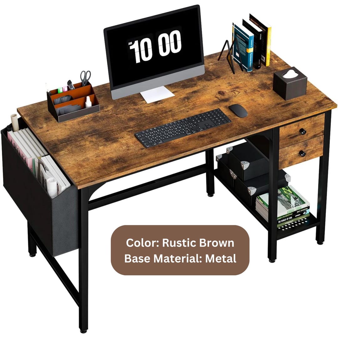 Computer Desk With Drawers Industrial Modern Office Desk Wood Executive ...