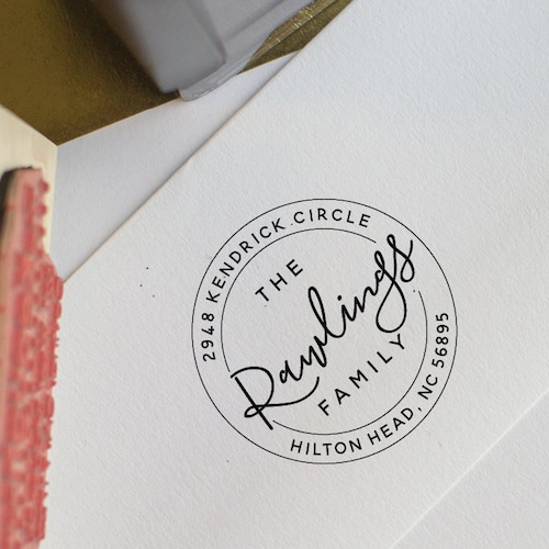 Round Address Stamp Self Inking Return Address Stamp | Etsy