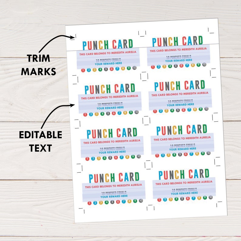 Printable Punch Cards Incentive Cards for Students and - Etsy