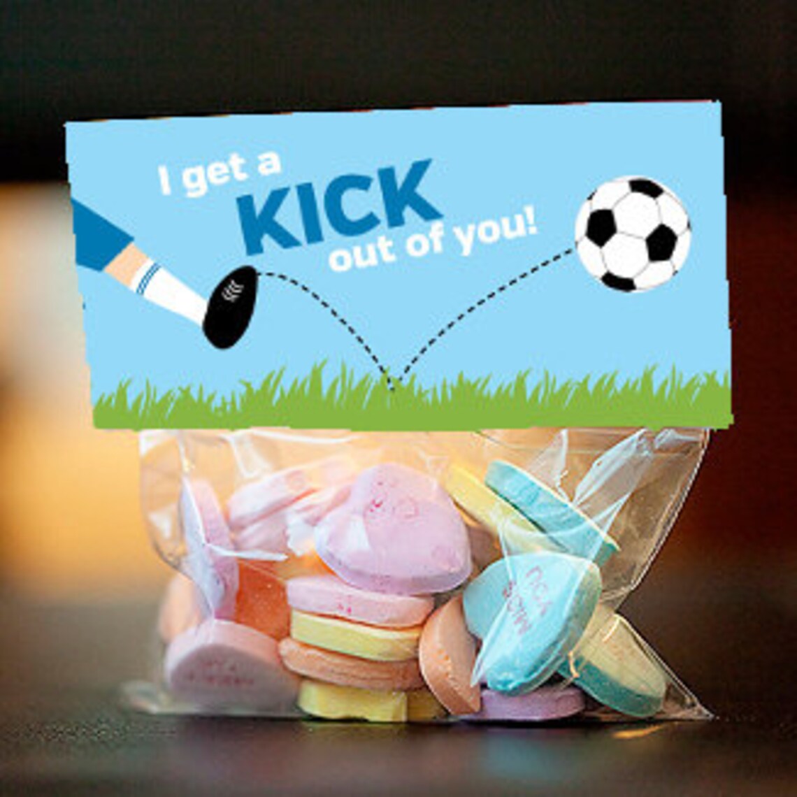 Soccer Valentine's Day Treat Bag Topper Soccer Valentine - Etsy