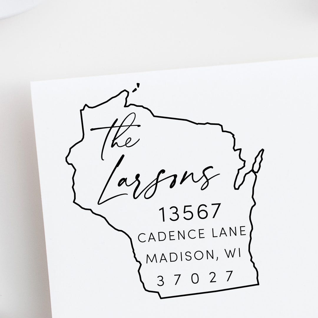 Wisconsin Address Stamp - Personalized Self Inking Return Address Stamp ...