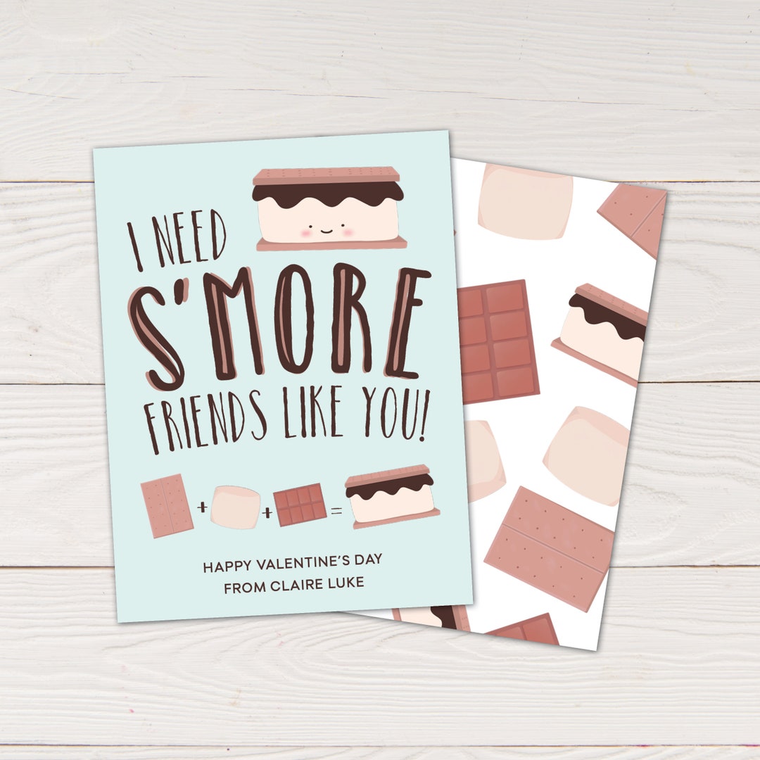S'mores Valentines, Fun Classroom Valentine Printable, Unique Valentine ...