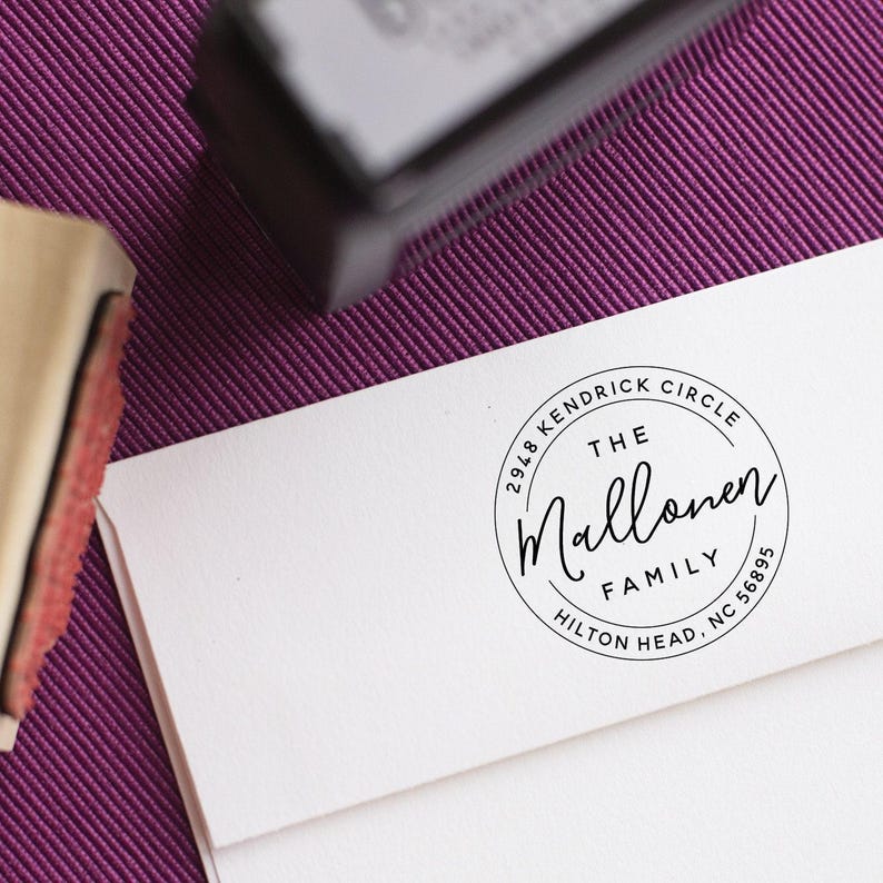 Round Address Stamp - Self Inking Return Address Stamp - Circle Rubber ...