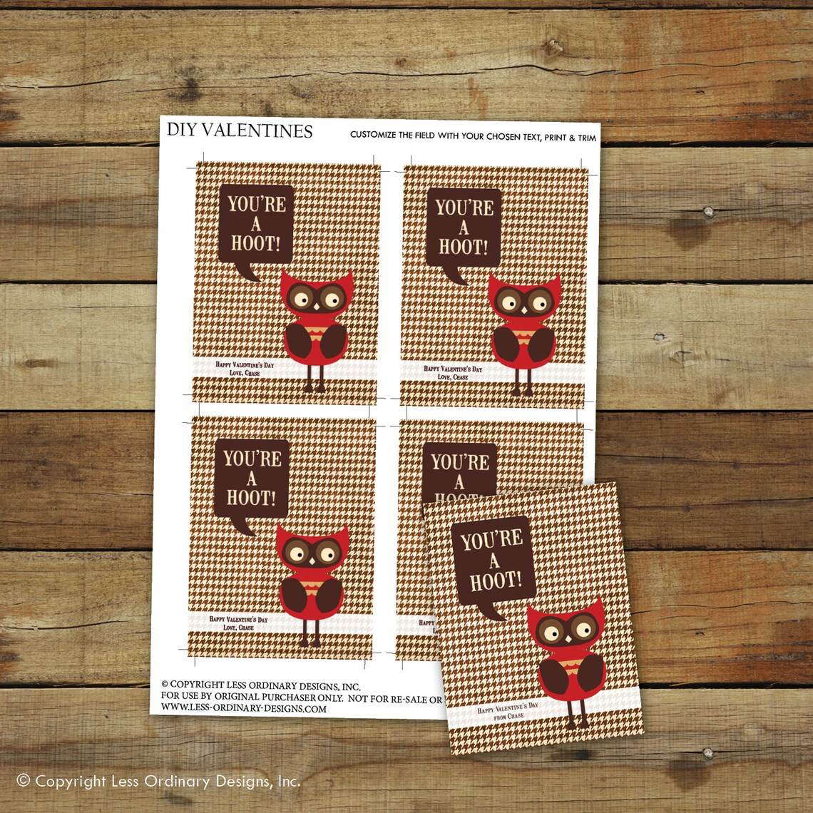 Printable Owl Valentine's Day Card You're a Hoot - Etsy