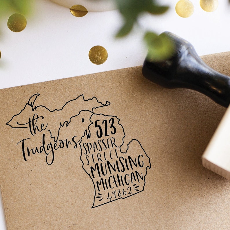 Michigan Address Stamp Self Inking Return Address Stamp - Etsy