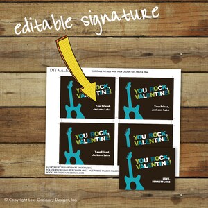 You Rock Valentine Card, Rock and Roll Guitar Printable Valentine ...