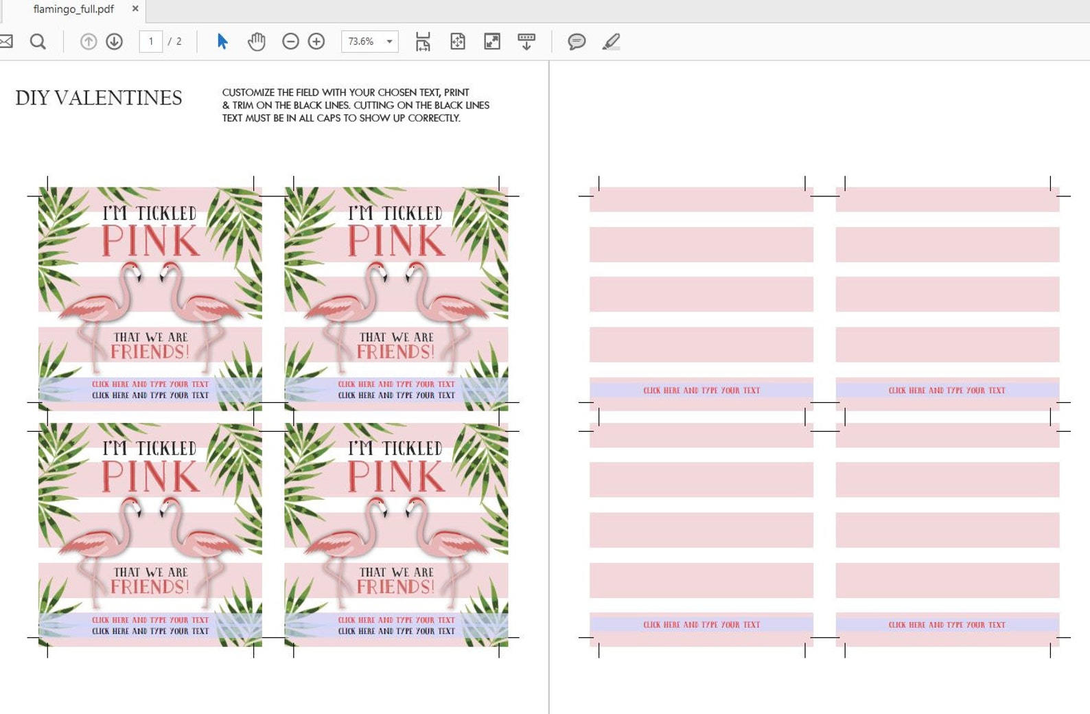 Flamingo Valentine's Day Card Printable Flamingo - Etsy