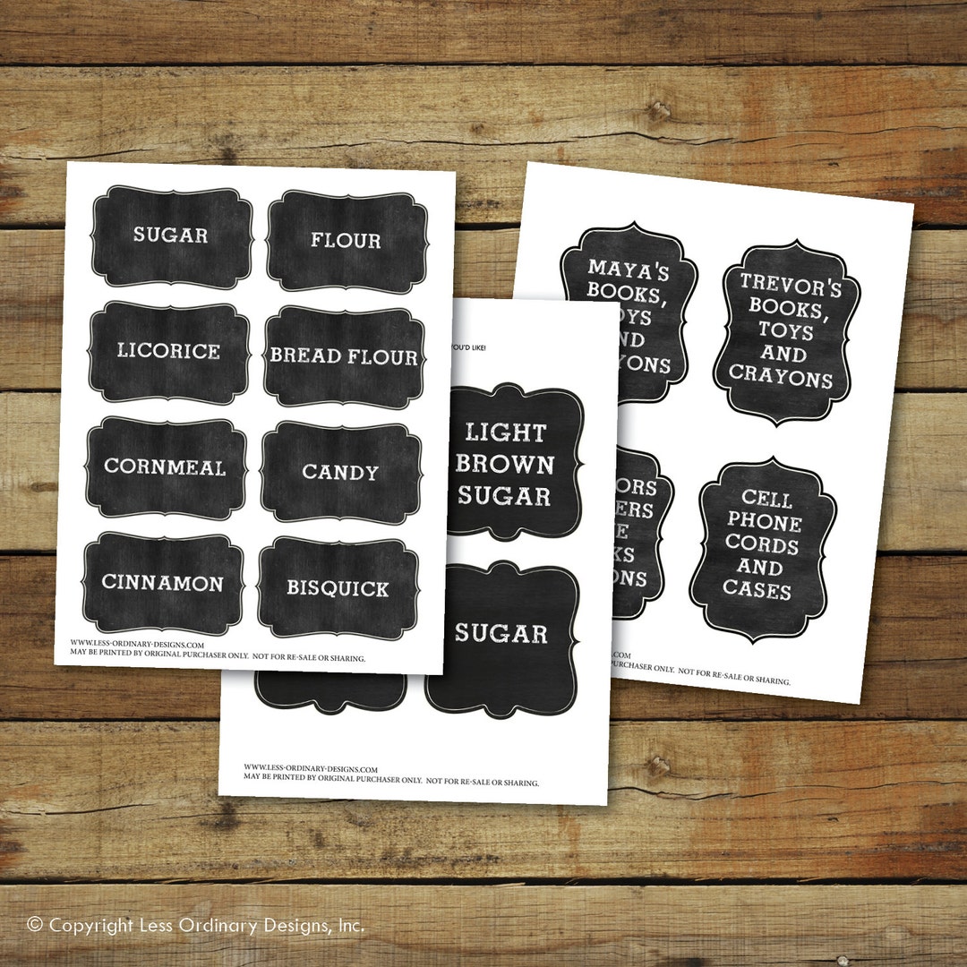 Printable Chalkboard Tags, Customized, Printable Tag Pdf, Editable Text ...