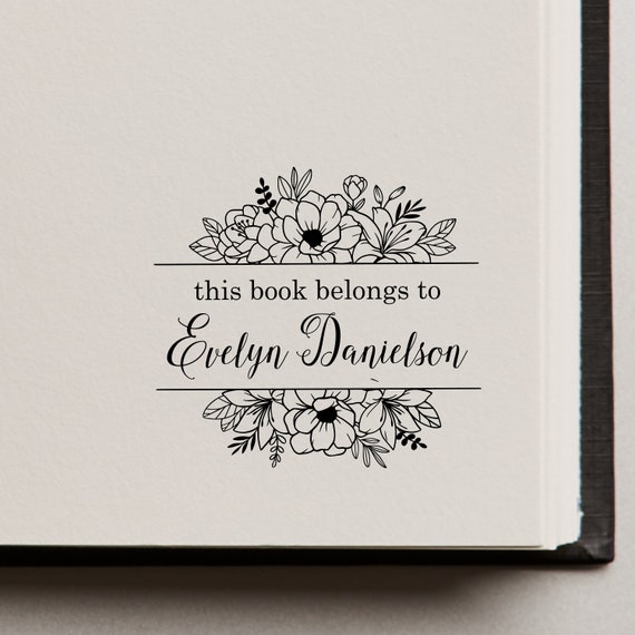 Custom Library Stamp Self Ink Book Stamp Wood Block Book | Etsy