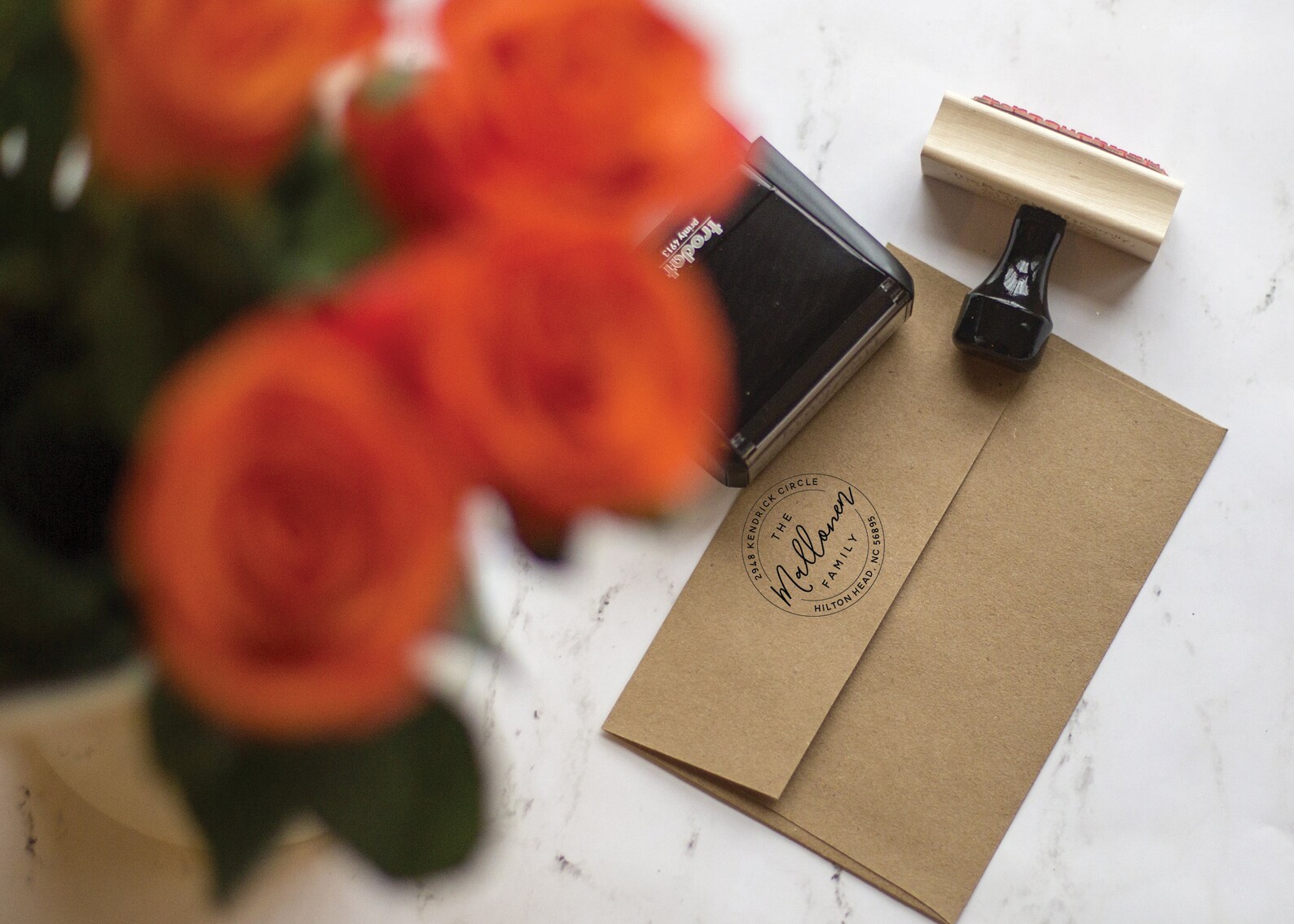 Round Address Stamp Modern Stamp Self Inking Return | Etsy