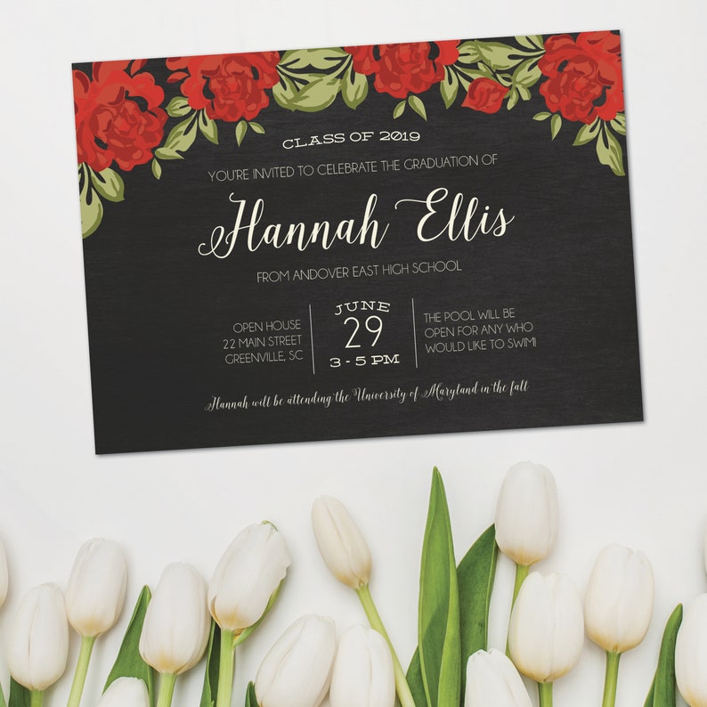 Yellow Rose Graduation Party Invitation Graduation Party - Etsy