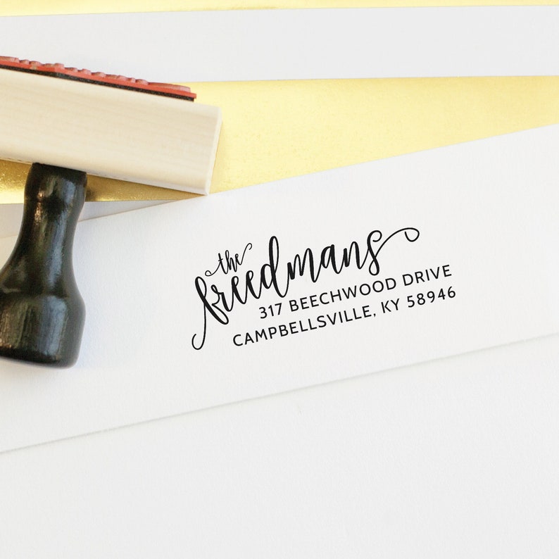 Script Address Stamp Self Inking Return Address Stamp | Etsy