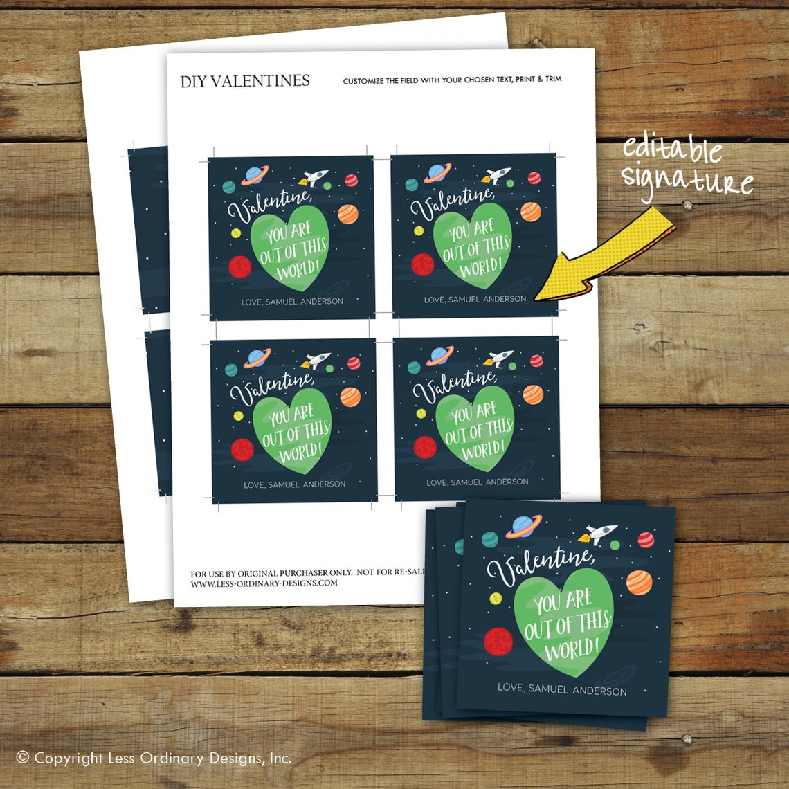 Space Planets Valentines - You Are Out of This World Printable Solar ...