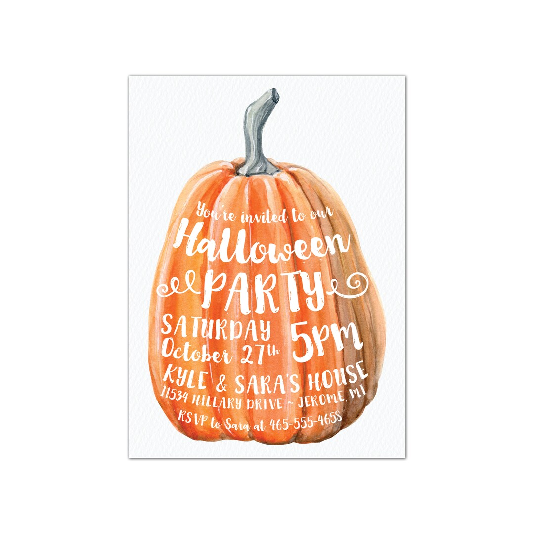 Pumpkin Carving Party Invitation, Modern Halloween Party Invitation ...