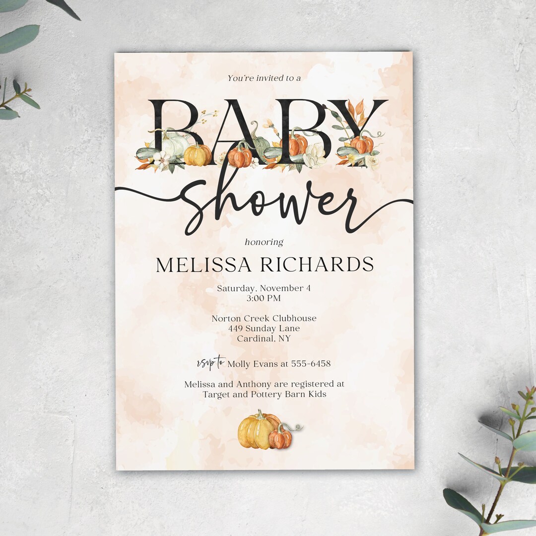 Fall Baby Shower Invitation: 'little Pumpkin' Theme - Pumpkin Baby ...