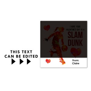Girl Basketball Valentine's Day Card - Slam Dunk Valentine From a Girl ...