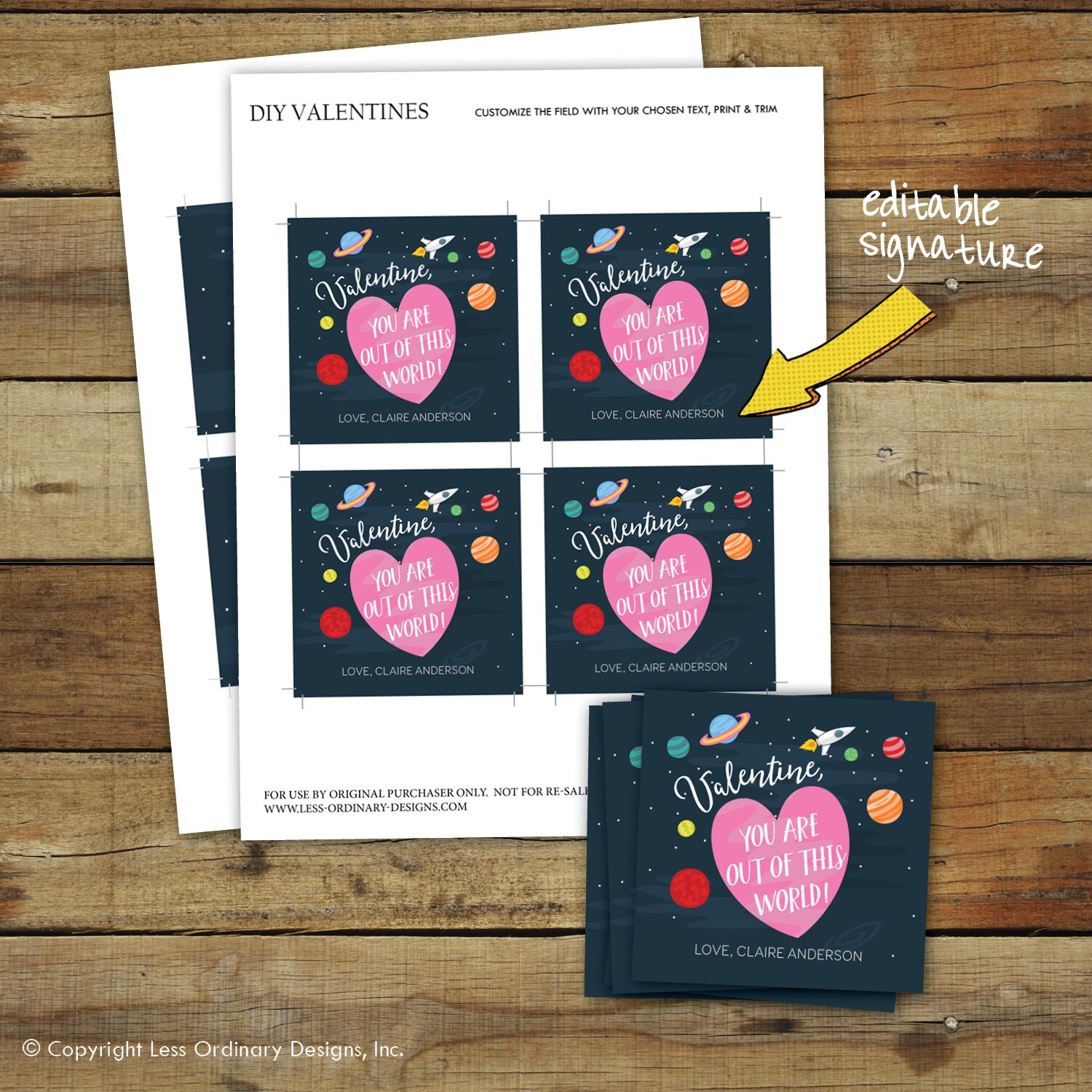 Outer Space Valentines for Girls You Are Out of This World - Etsy