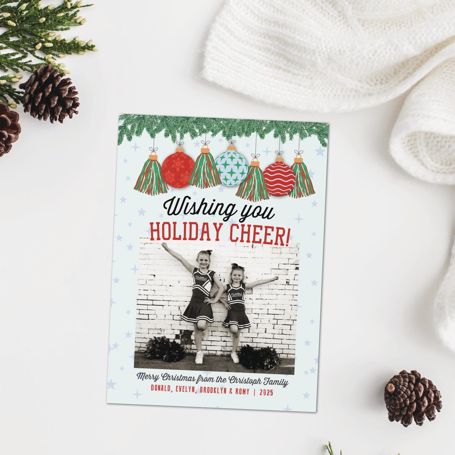 Holiday Cheer Christmas Card | Custom Cheerleader Photo Card ...