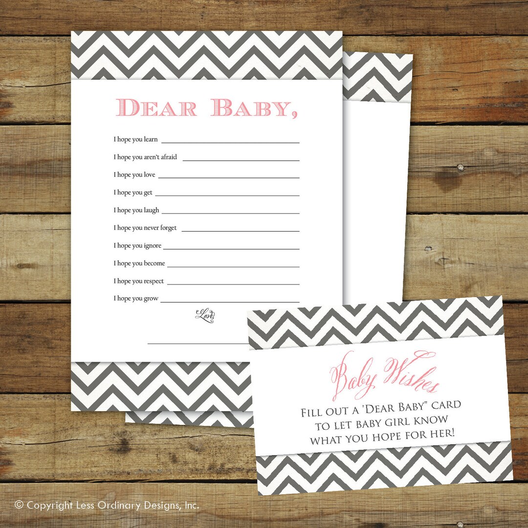 Baby Wishes, Printable Baby Shower Game, Dear Baby Instant Download ...