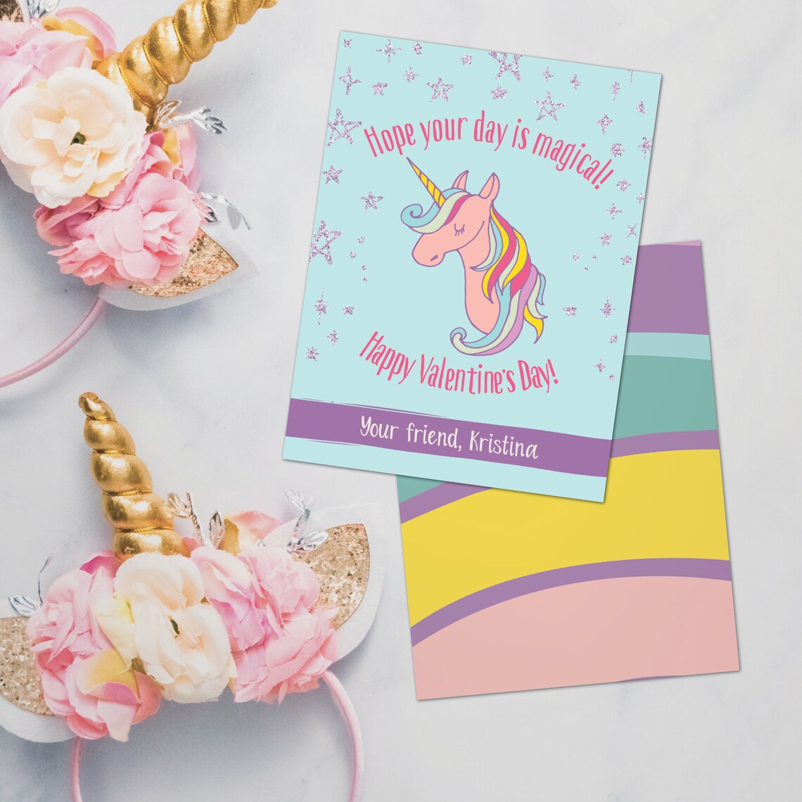 Unicorn Valentine's Day Card Printable Unicorn Valentine - Etsy