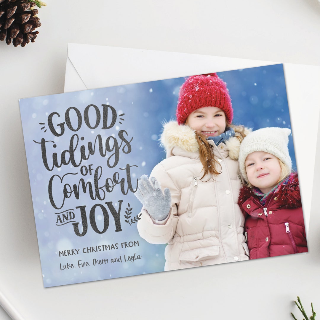 Comfort and Joy Christmas Card, Good Tidings Bible Verse Christmas Card ...