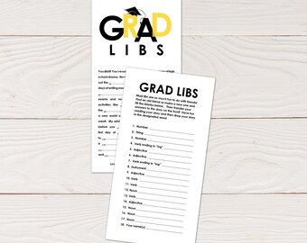 Grad Libs Graduation Graduation Mad Lib Advice Cards, Printable Instant ...