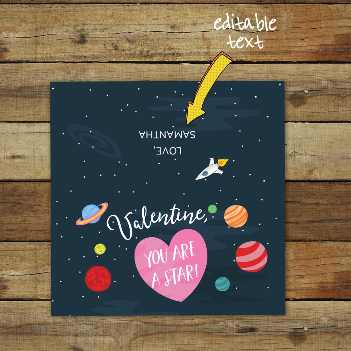 Girl's Space Planets Valentine's Day Treat Bag Topper, Astronaut Rocket ...