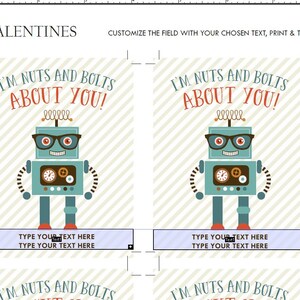 Robots Valentine's Day Card Printable Robots Valentine I'm Nuts and ...