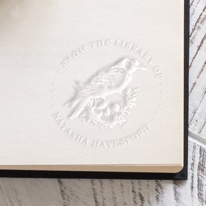 Personalized Book Embosser, Raven & Skull Library Stamp: Vintage ...