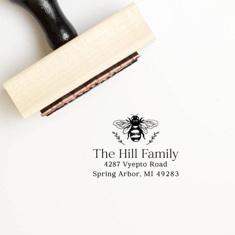 Bee Address Stamp - Honey Bee Personalized Gift Self-inking Stamp ...