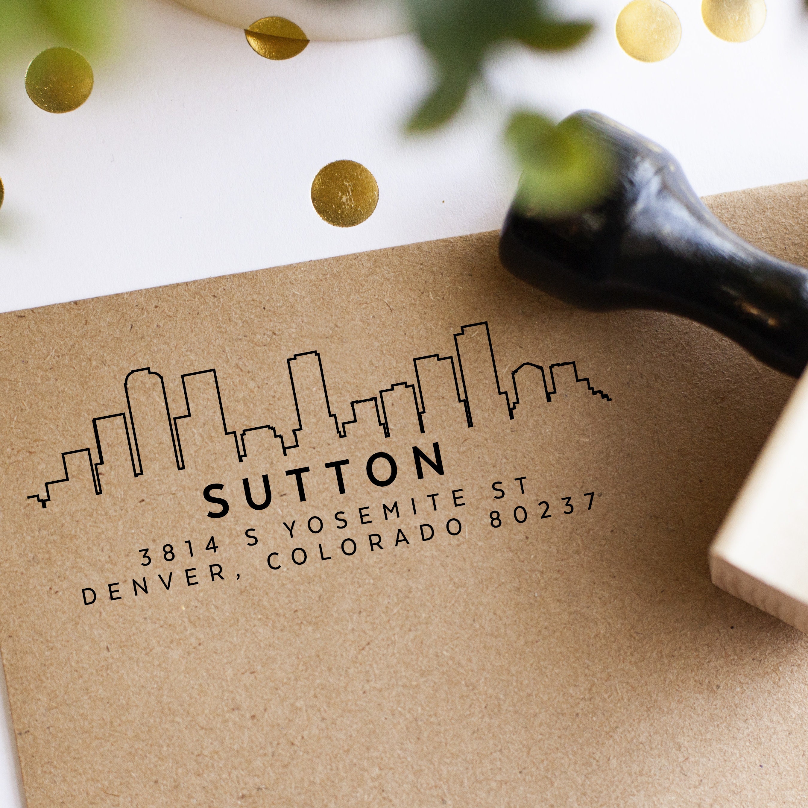 Denver Skyline Address Stamp Self Inking Return Address - Etsy Norway