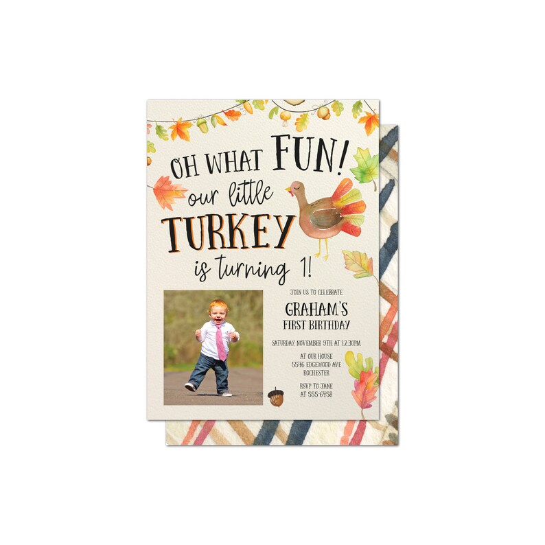 Turkey Birthday Party Invitation Thanksgiving Birthday Party | Etsy