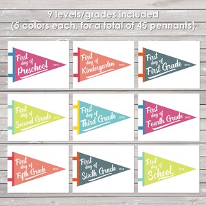 First Day of School Pennants for Back to School Pictures, Editable Year ...