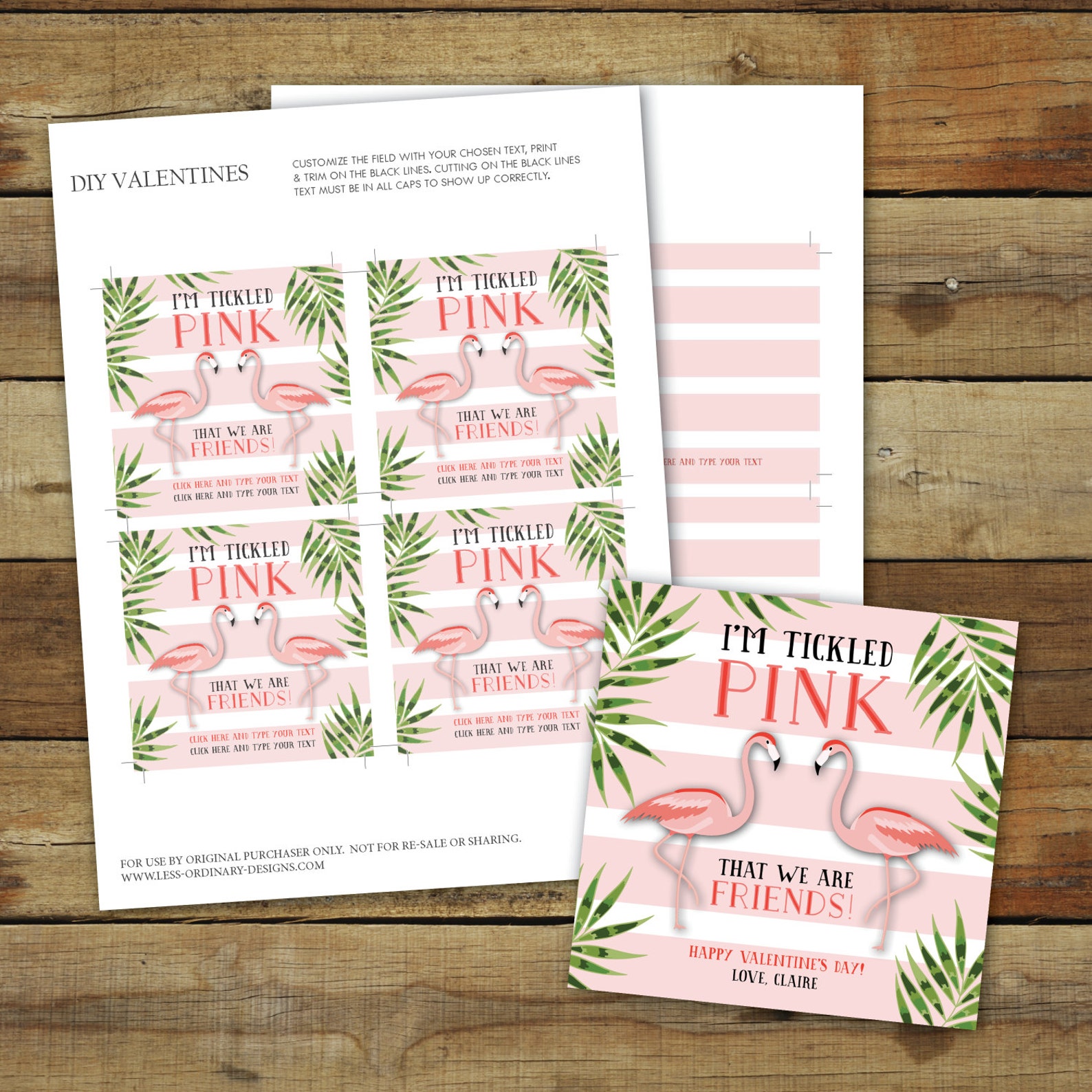 Flamingo Valentine's Day Card Printable Flamingo - Etsy