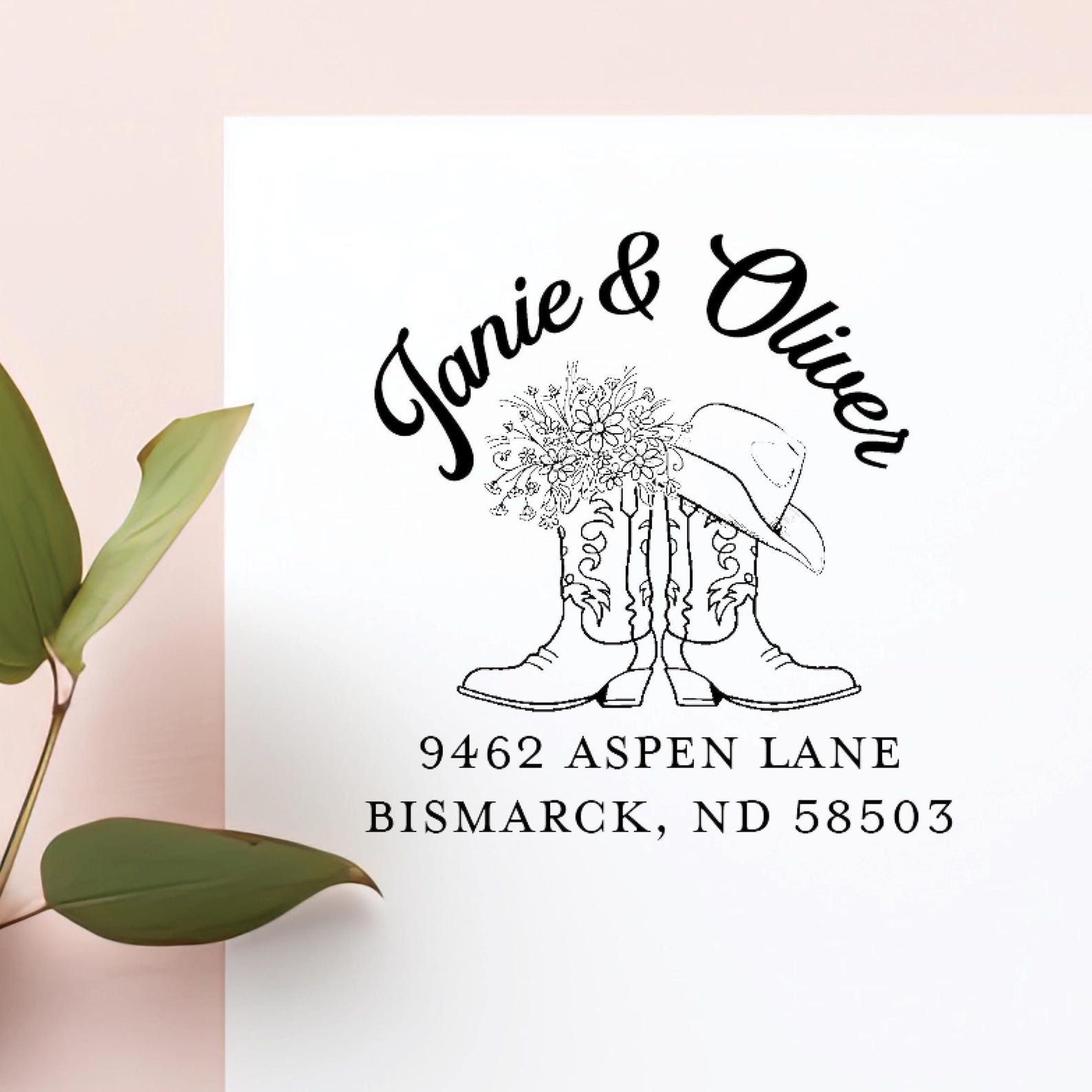 Personalized Cowboy Boots Return Address Stamp - His and Hers Boots ...