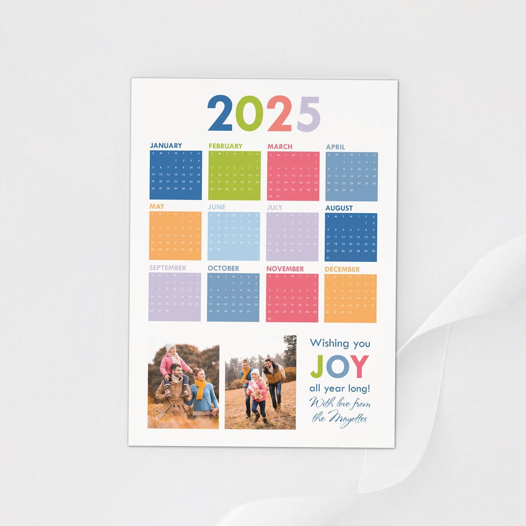 2025 Calendar Holiday Card - Custom Photo Christmas Greeting - New Year ...