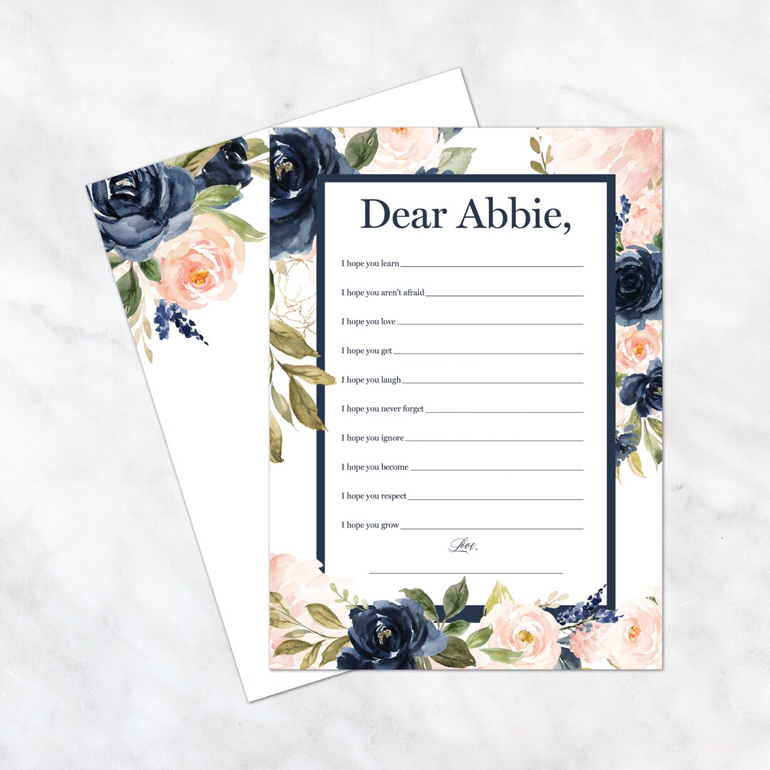 Printable Floral Baby Shower Games Printable Dear Baby Game - Etsy