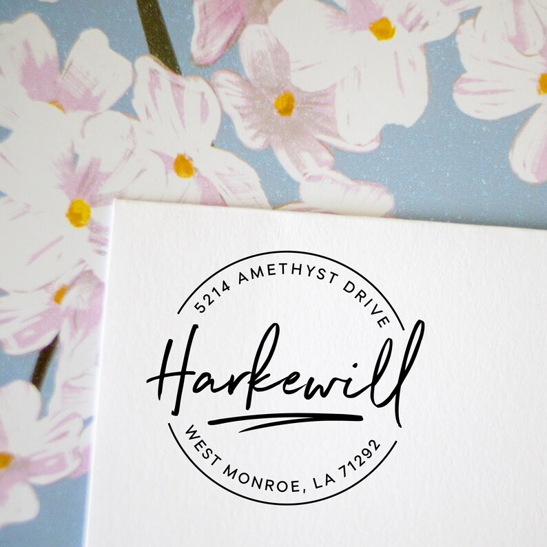 Custom Address Stamp Round Self Inking Stamp Circle Address | Etsy