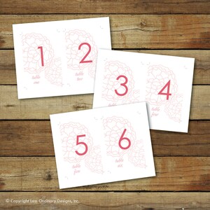 Wedding Table Numbers Pink Printable Wedding Table Numbers Instant ...