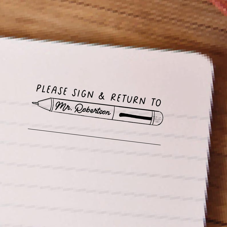 Custom 'please Sign and Return To' Teacher Stamp - Modern Teacher Stamp ...
